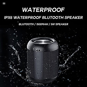 Nitvision Bluetooth Speakers, Waterproof Wireless Speaker,Upgraded, Portable Speaker with IPX5 Waterproof, Supports Wireless Charging, 24H Playtime-Black