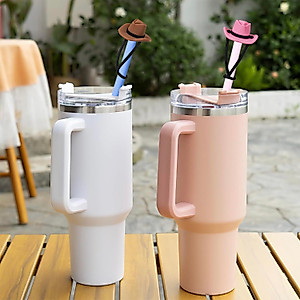 4PCS Silicone Cowboy Hat Straw Covers Toppers for Stanley Cups 30&40 Oz Tumbler Accessories,Silicone Straw Caps Reusable Straw Tips Protectors for Stanley Cup 10mm 0.4in Straws