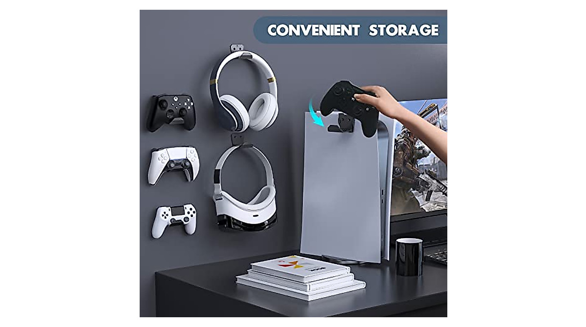 Controller Wall Mount for PS5 & More | 6 Pack Organizer Hooks
