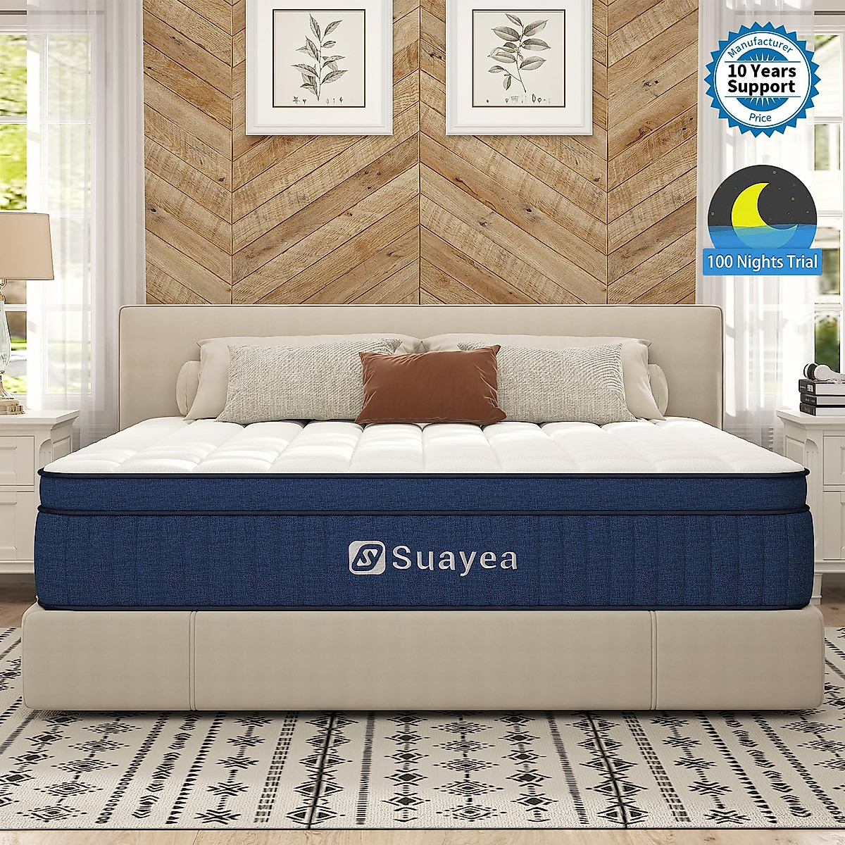 Queen Mattress, 12 Inch Queen Size Mattress in a Box,Ultimate Motion Isolation with Memory Foam and Pocket Spring, Edge Support, Medium Firm