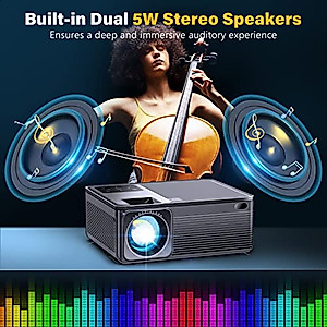 BIGASUO 5G WiFi Bluetooth Projector - 560 ANSI FHD Native 1080P Outdoor Movie Projector 4k Support, Portable Video Projector Support 300"/Zoom/HiFi, Home Theater Compatible w/HDMI/USB/iOS&Android