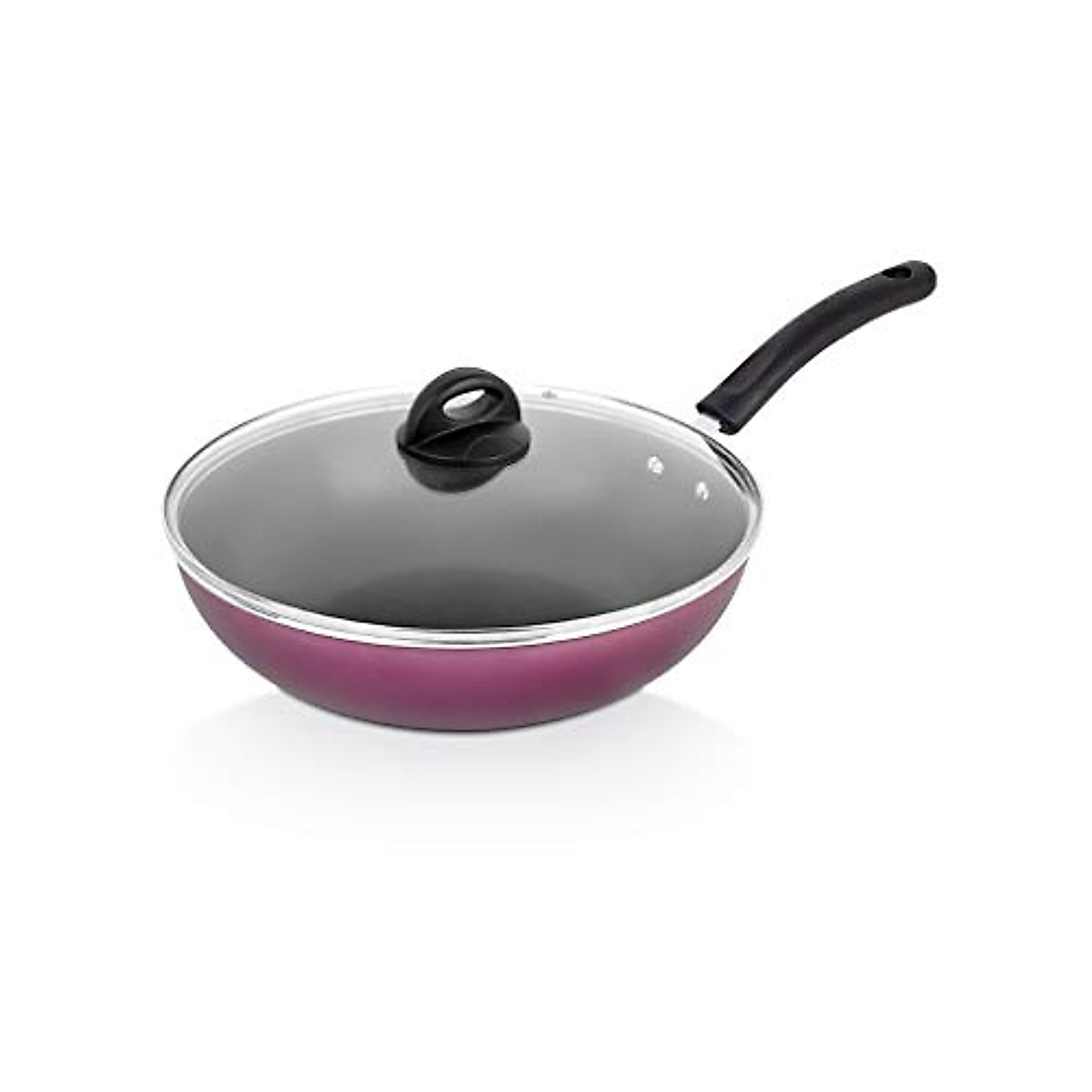 YTYZC Deep Purple Frying Pan-Wok, Non-Stick Pan, Household Multi-Function Cooking Pot, Induction Cooker Gas Stove, Light Range Cooker 30CM