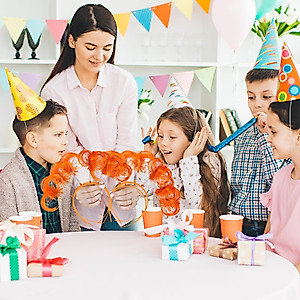 ArtCreativity Orange Ponytail Headbands for Kids - Set of 6 Head Boppers - Cute Tinsel Headband for Girls with Bopper Springs - Adorable Orange Party Favor Accessories - Pom Pom Headbands for Women