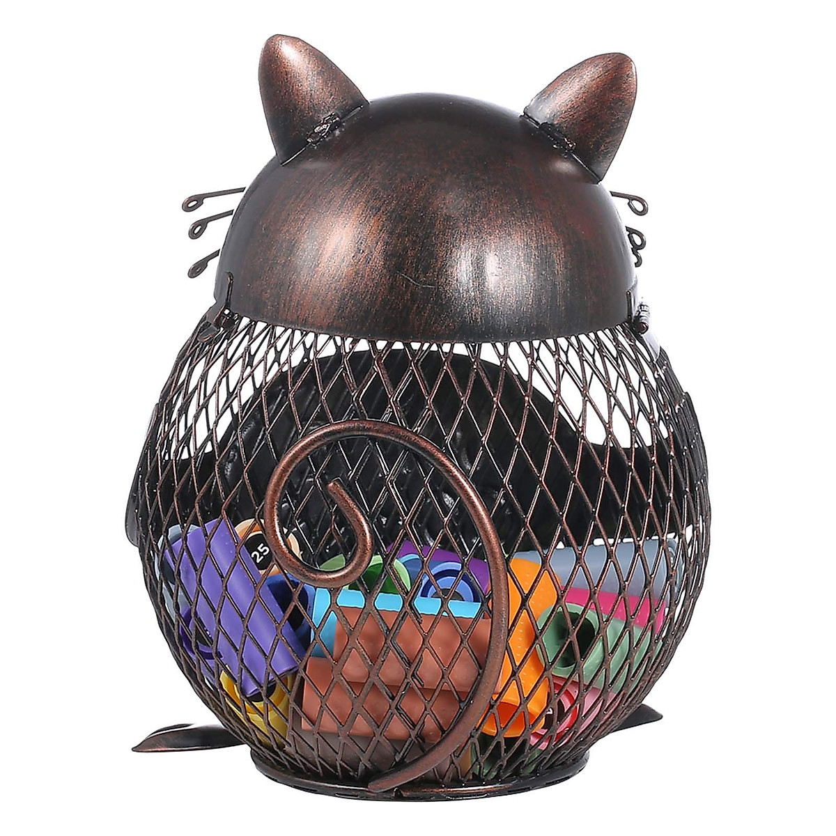 Too-arts Practical Kitten Wine Cork Container Iron Piggy Bank Handcraft Home Decoration Gift