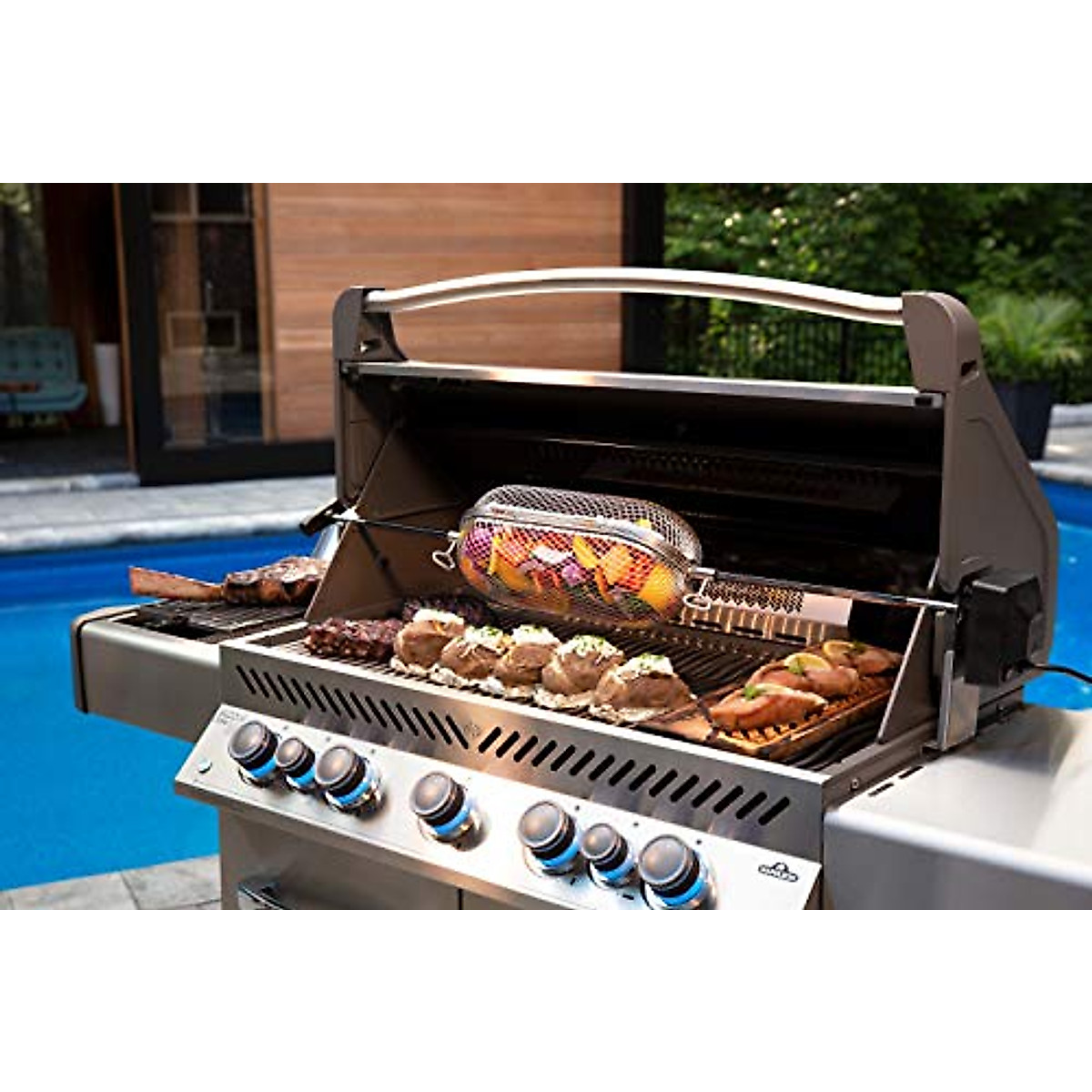 Napoleon P665RSIBPSS Prestige RSIB Propane Gas Grill, 665 sq. in + Infrared Side and Rear Burner, Stainless Steel