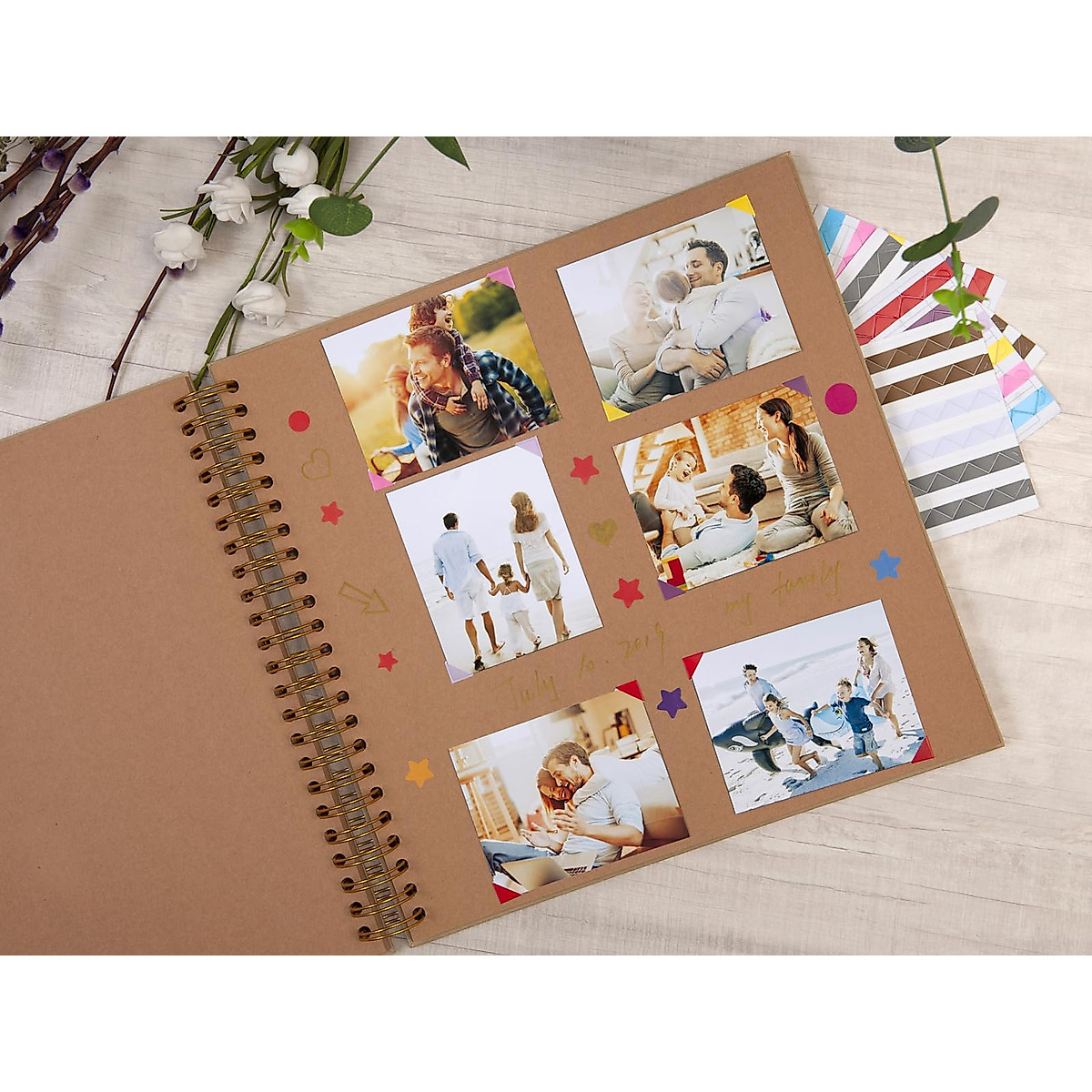 potricher 12 x 12 Inch Large DIY Scrapbook Photo Album 80 Pages Thick Kraft Blank Yellow Paper Memory Book for Wedding and Anniversary Family (Yellow, 12 Inch)