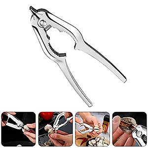 BESTonZON 2 pcs Plier Opener Crackers Oyster Sheller Slip Stainless Multifunctional Tool Shell Nutcracker Practical Duty Shellfish Chestnut Clam for Leg Restaurant Heavy Non- Walnut Crab