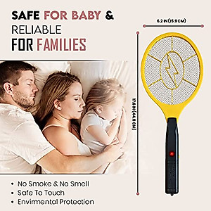 DEVOGUE® Electric Fly Swatter Bug Zapper Battery Operated Flies Killer Indoor & Outdoor Pest Control Mosquito and Insect Catcher Racket