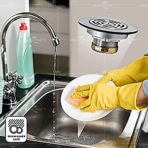 Highcraft 97I3 Flat Stainless Steel RV Mobile Shower Strainer-Drain Assembly for Kitchen or Laundry Sinks, Large