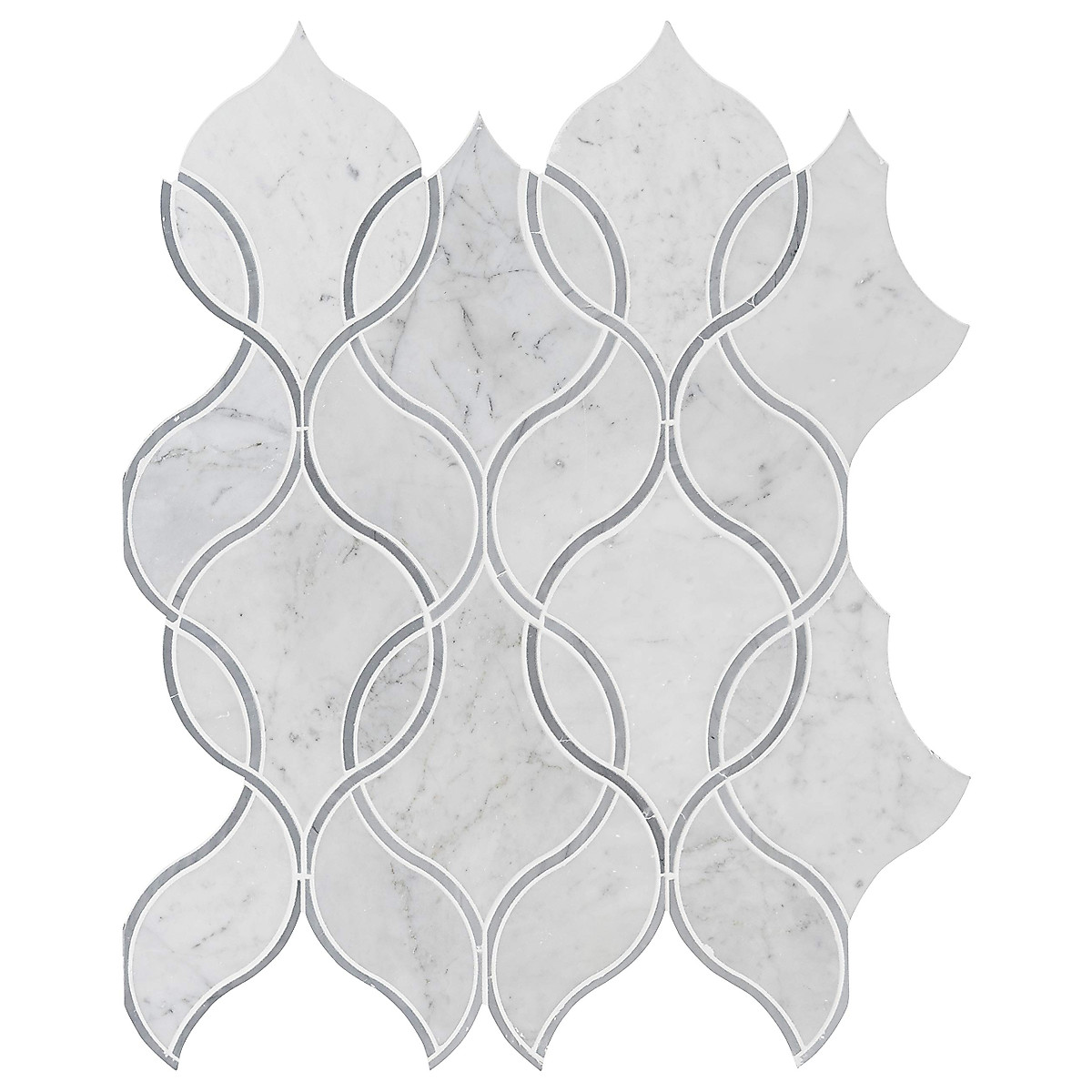 MSI AMZ-MD-00239 Carrara White Ellipsis 8.66 in. x 11.63 in. Geometric Polished Marble Mesh-Mounted Mosaic Wall Bathroom, Floor, Kitchen Backsplash and Countertop Tile Gray, 3 Square Feet