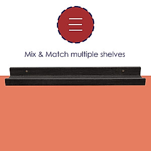 Home Basics 24" Floating Shelves, Wall Shelves for Bathroom, Living Room, Bedroom, Kitchen Decor, Shelves with Invisible Brackets (Onyx)