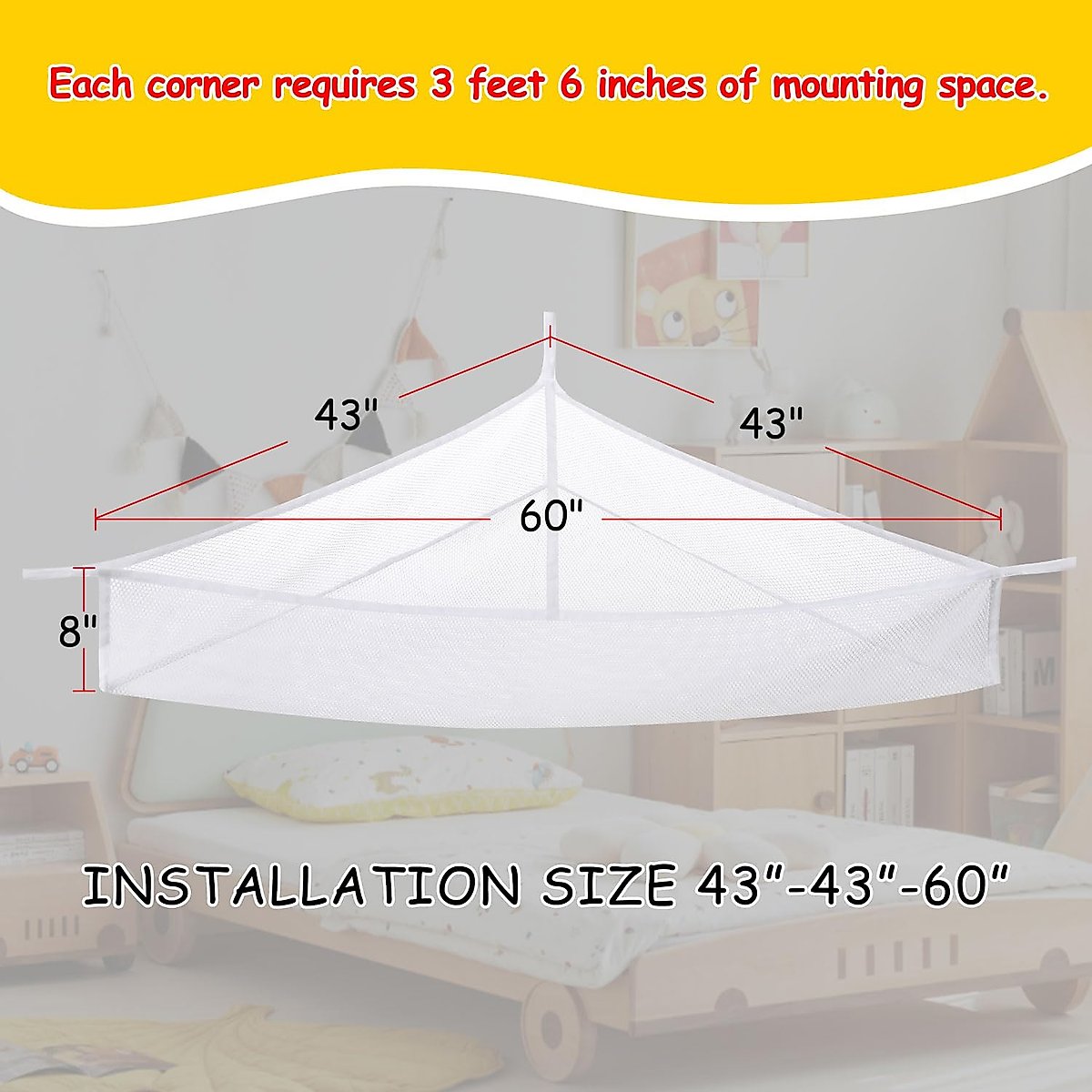 X-Large Stuffed Animal Net Hammock Corner (Min 3’6” Right-angled Corner Space Each Side) Toy Organizer for Plushies Hanging Holder for Organizing your Teddy and Squishmallow (White, X-Large)