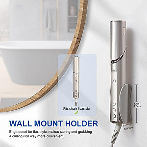 LANMU Wall Mount Holder Compatible with Shark FlexStyle, Curling Iron Organizer Hair Dryer Styling Wand Storage