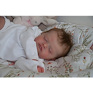 ROSHUAN Realistic Newborn Baby Dolls 20 inch Asleep Lifelike Reborn Baby Dolls Vinyl Soft Cloth Body Real Life Baby Dolls Sleeping Bebe Doll White Clothes for Boys Girls Gifts