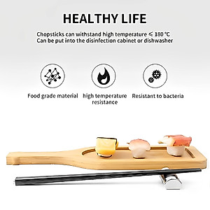 5 Pairs for Chopsticks Reusable, Fiberglass Chopsticks, Common Asian Home Gadgets, 9.56 Inch - Black, for Cooking Chopsticks, Non-Slip Lightweight and Easy to Use