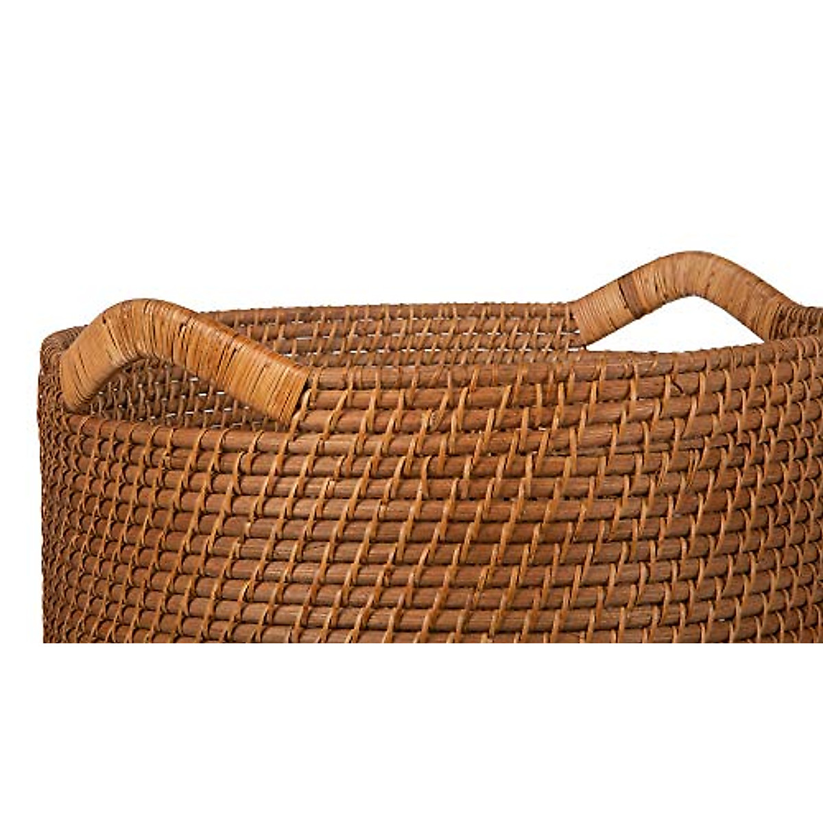 KOUBOO 1060095 Laguna Round Ear Handles, Honey-Brown Rattan Storage Basket