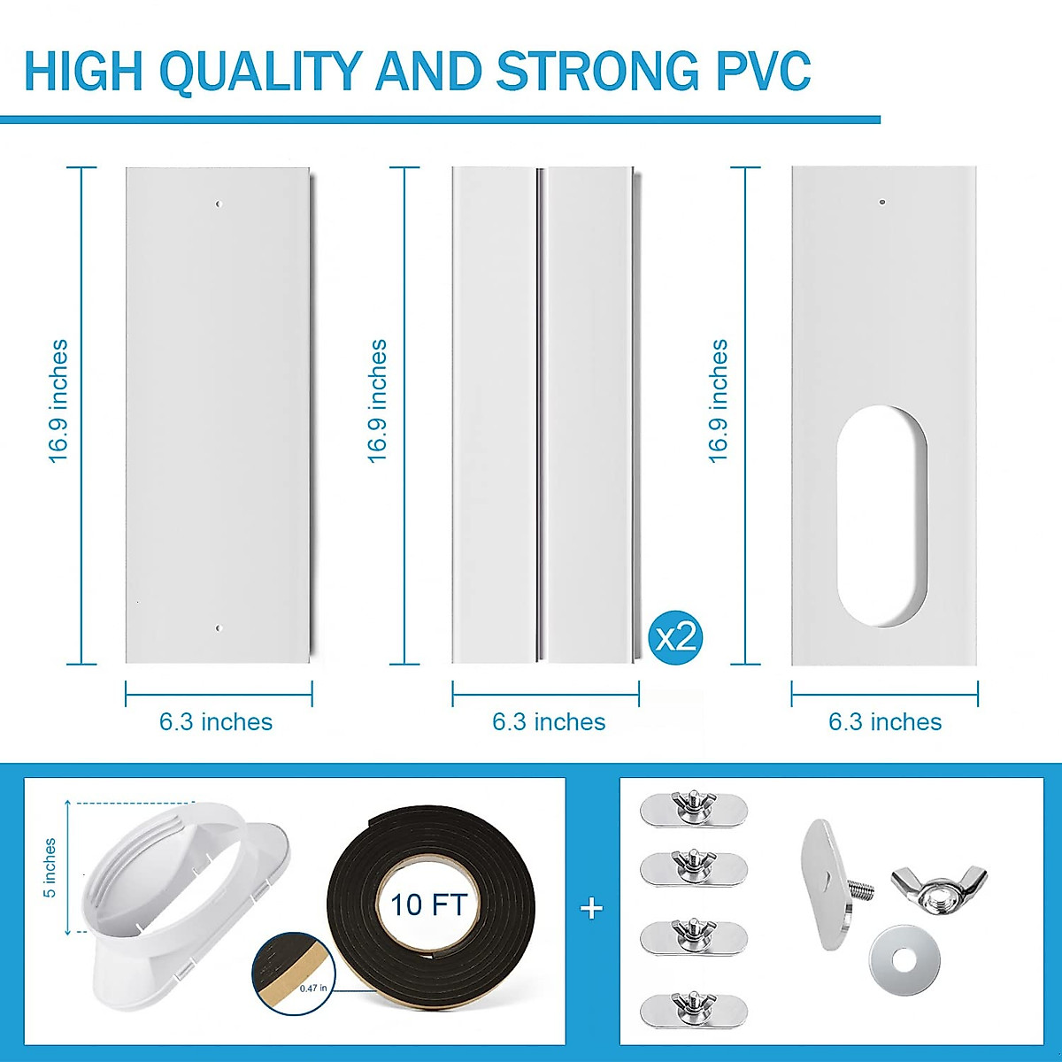 YoleShy Portable Air Conditioner Window Kit with Coupler Adjustable Window Seal for AC Unit, Sliding AC Vent Kit for Exhaust Hose, Universal for Ducting with 5.9 Inches Diameter