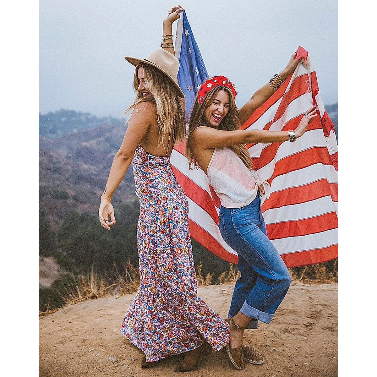 4 th of July Headband for Women American Flag Knottted Headband Star USA Charm Fourth of July Patriotic Headband Red White and Blue Headband Accessories Gift