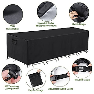 600D Patio Furniture Covers Rectangular Garden Patio Table and Chair Covers Large Outdoor Furniture Sofa Covers Waterproof Heavy Duty Fits up to 124W x 71D x 29H inches
