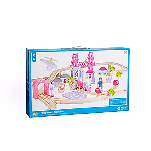 Bigjigs Rail Wooden Fairy Town Train Set - 75 Play Pieces