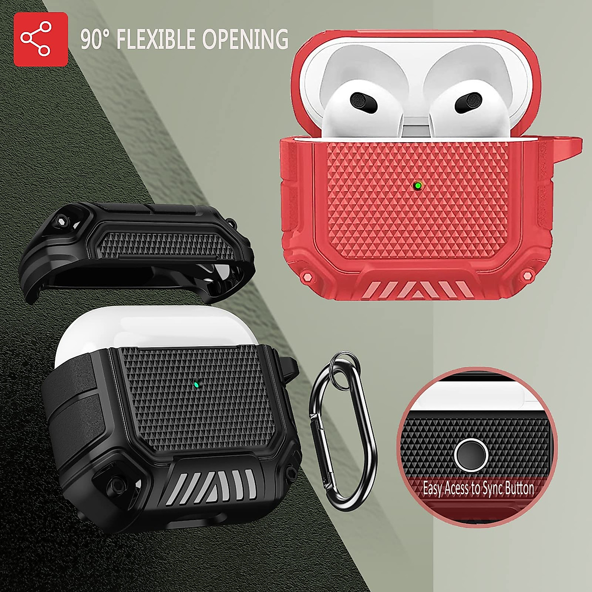 Coffea for AirPods 3rd Generation Case, Hard Shell Full Body Protective Case Cover with Keychain for AirPod 3 Charging Case (2021) - Black