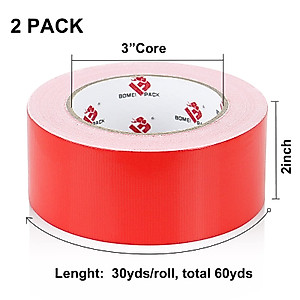 2 Pack Red Duct Tape Heavy Duty,9 Mil Thickness,2 Inches x 30 Yards,Strong Industrial Strength,Flexible,No Residue,Waterproof and Tear by Hand,Multi-Use for Indoor & Outdoor Repairs