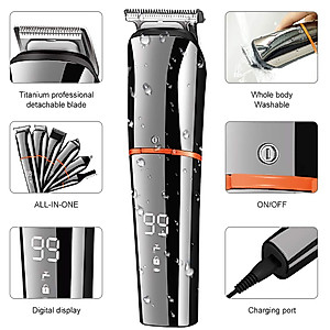 SURKER Beard Trimmer for Men Hair Clippers Body Mustache Nose Hair Groomer Cordless Precision Trimmer 6 in 1 Grooming Kit Waterproof USB Rechargeable