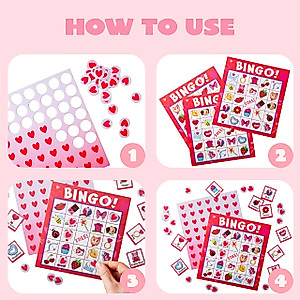 JOYIN 28 Players Valentine's Day Bingo Set, Game Cards for Kids School Classroom Party Supplies, Family Activity