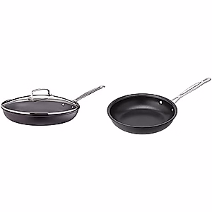 Cuisinart 622-30G Nonstick-Hard-Anodized, 12-Inch, Skillet w/Glass Cover & 622-20 Chef's Classic 8-Inch Open Skillet Nonstick-Hard-Anodized