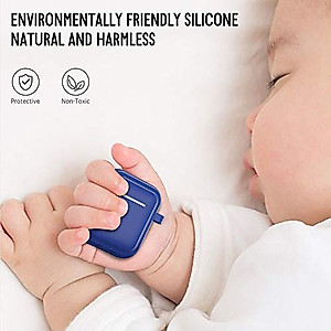 AirPods Case Silicone with Keychain, Soft Shock-Absorbing Protective Skin Accessories Earbuds Case Cover for Apple AirPods Wireless Charging Case, Front LED Visible-Navy Blue