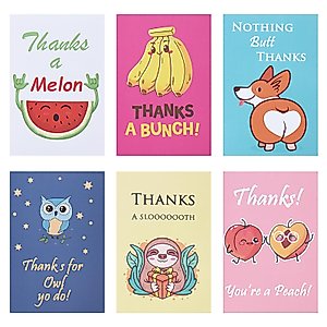 Funny Thank You Cards with Envelopes 40 Pack - 10 Funny Design Blank cards for Teachers Friends Business Coworker, Wedding, Birthday, Baby Shower, Business