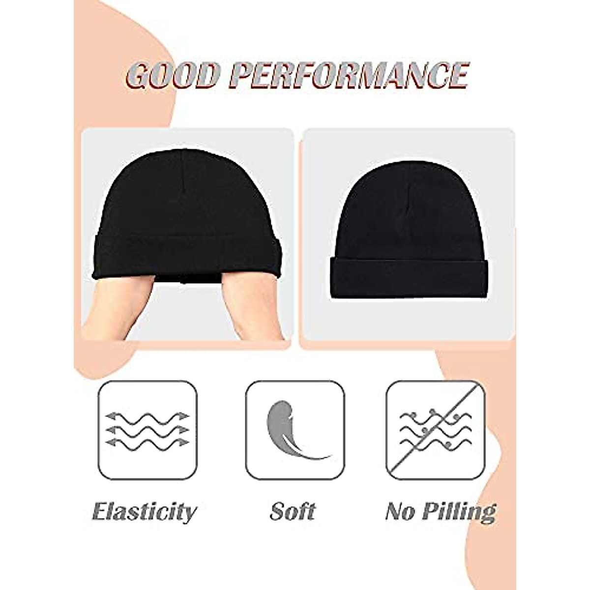 Baby Hats Mittens and Socks Set Unisex Cotton Beanie Cap and Scratch Mitten Non-Slip Baby Ankle Socks for Boys and Girls (White, Black, Grey, Light Blue, Navy Blue, Beige,6 Sets)