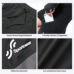 Sportneer Mens Mountain Bike Shorts - 3D Padding MTB Cycling Shorts for Men with Liner and Loose Fit (Large, Black)