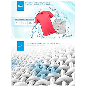 Ultrasonic Washing Machine, Double Power Version, 2023 Upgraded Portable Twin Turbo Washer, Portable Washing Machine with USB and Speed Control for Travel Business Trip or College, White - AB