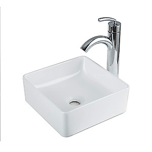 AWESON Square Vessel Sink 11.8 inch x 11.8 inch, Above Counter Vessel Sink, Small Bathroom Sink Square, Ceramic