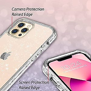 Coolwee Crystal Glitter Full Protective Case Compatible iPhone 13 Pro Max Heavy Duty Hybrid 3 in 1 Rugged Shockproof Women Girls Transparent Compatible Apple iPhone 13 Pro Max 6.7 inch Clear Sparkle