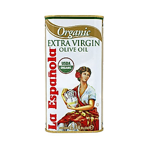 Spanish Organic Extra Virgin Olive Oil First Cold Pressed One Tin Can 33.8 Fl.Oz. (1L) Product of Spain