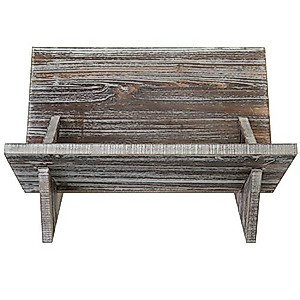 MyGift Rustic Solid Torched Wood Tilted Book Holder, Desktop Reading Book Textbook Storage Organizer Bookshelf, Decorative Desk Bookcase