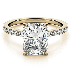 10K Solid Yellow Gold Handmade Engagement Ring 2 CT Radiant Cut Moissanite Diamond Solitaire Wedding/Bridal Ring for Womens/Her Propose Ring Set (7)