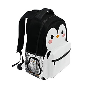 Kcldeci Penguin Laptop Backpack Student Backpacks School Bag Bookbag Travel Daypack Shoulder Bag Fits 14inch Laptop