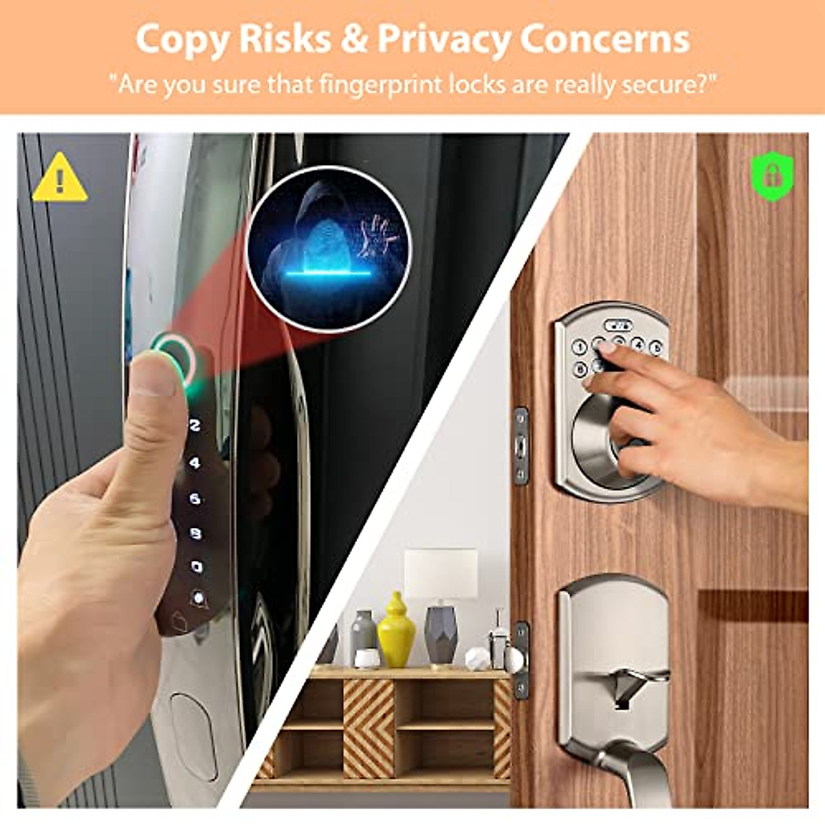 Keyless Entry Door Lock with Handle, TRAUST Electronic Keypad Deadbolt, 4-Piece Front Door Lock Set, Auto Lock, 1-Touch Locking, Low Battery Alert, 10 User Codes, IP54 Waterproof, Satin Nickel