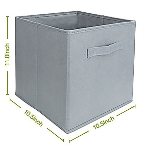 EZOWare Bundle Kit 6 Pcs Gray Collapsible Fabric Cube Storage Bin Baskets + 4 Closet Wardrobe Dresser Drawer Organizer Divider For Organizing Nursery Baby Clothes