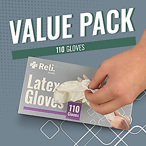 Reli. Latex Gloves, Small (110 Count) | Disposable | Powder-Free | White Gloves, Non-Sterile | All Purpose - Cleaning, Automotive, Cooking, Industrial, Laboratory | Single Use (Small)