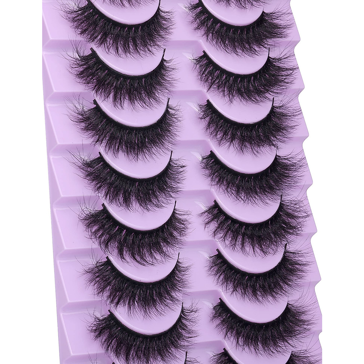 wiwoseo Fluffy Mink Lashes Extension Strip Eyelashes Fairy Thick Volume Eyelashes Cat Eyes Lashes 16MM Natural Wispy Fluffy Faux Mink Lashes 10 Pairs False Eyelashes