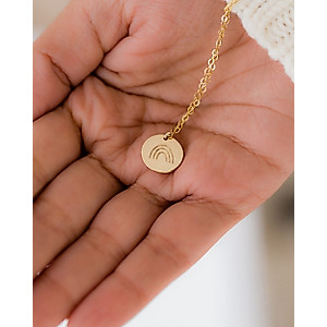 Zen & Zuri Rainbow Gold Filled Round Disc Dainty Necklace, Mother's Day Gift, Mom-to-be, Miracle Baby, Miscarriage