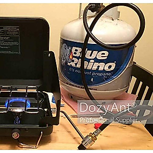 DozyAnt 4 Feet Propane Adapter Hose 1 lb to 20 lb Converter Replacement for QCC1/Type1 Tank Connects 1 LB Bulk Portable Appliance to 20 lb Propane Tank - Certified