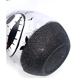 Disney Tim Burton’s The Nightmare Before Christmas Jack Skellington Face 20 Ounce Stemless Wine Glass with Glitter Base - Official Kitchen Collectible Novelty Drinkware Gifts