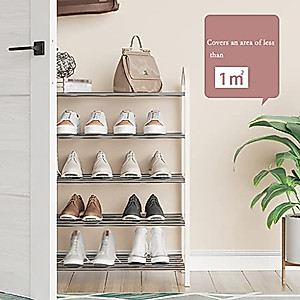 Shoe Rack Shoe Shelf Stackable Shoe Rack 5-Tier Shoe Rack, Shoe Shelf Storage Organizer for Entryway Living Room Hallway, Large Capacity, Bedroom Shoe Organizer, Beige Shoe Bench Stackable Shoes Rack