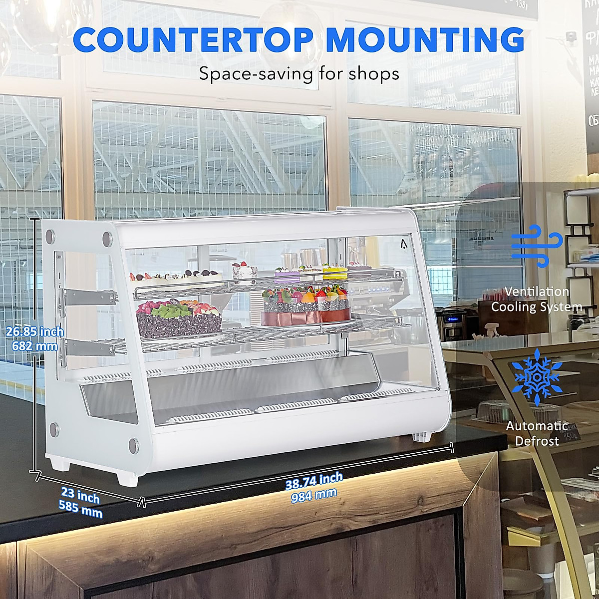 Garvee Refrigerated Display Case 6.5 Cu.Ft. Countertop Pastry Display Case Commercial Display Refrigerator w/LED display Air-cooling Automatic Defrost Rear Sliding Door