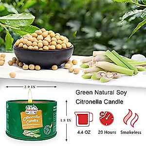Citronella Candles Outdoor Indoor, 4 Packs 4.4oz Green Travel Tin Soy Wax Aromatherapy Candles for Patio Yard Home Camping